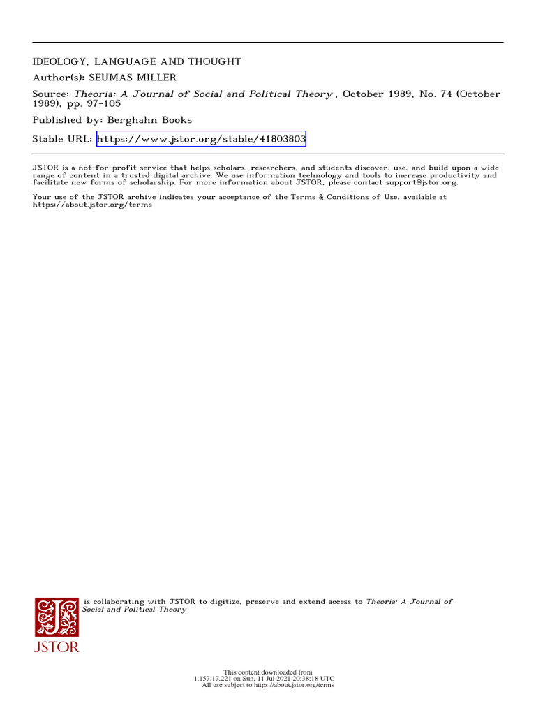 Language and Ideology | PDF | Ideologies | Thought