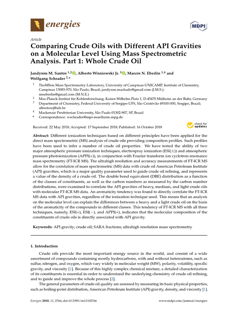 Comparing Crude Oils With Different API Gravities | PDF | Gas ...