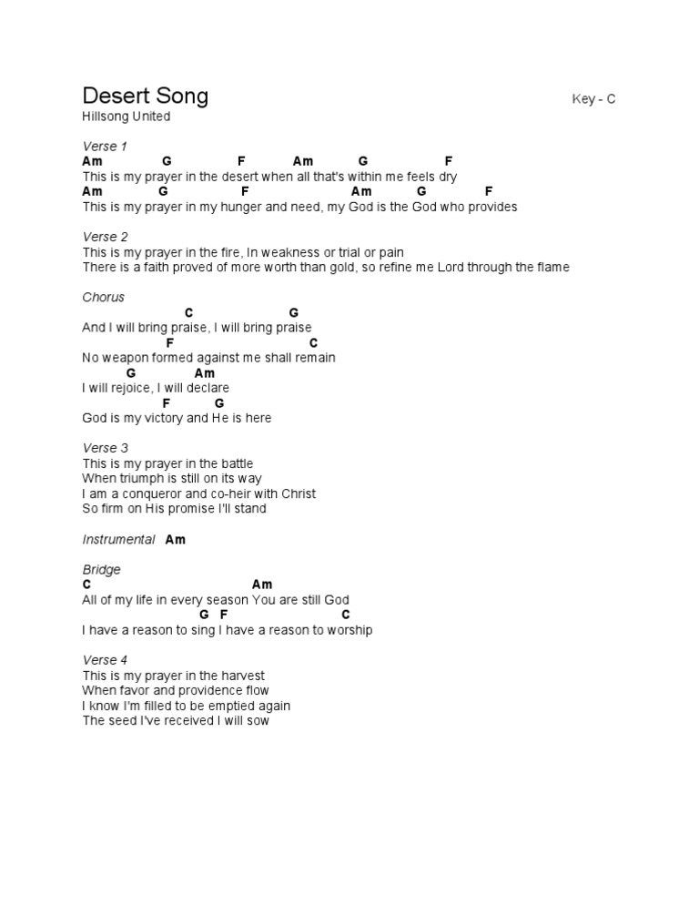 Desert Song Chords and Lyrics | PDF | Language Arts & Discipline ...