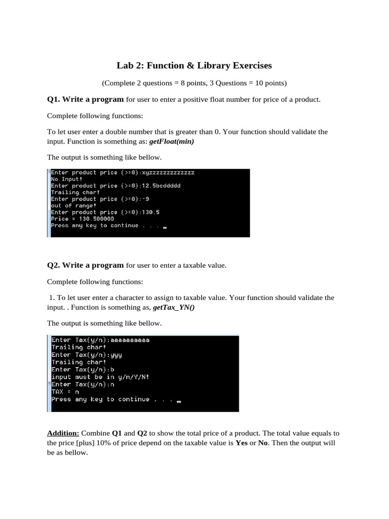 6457a751e84cde3c4ad95139 Lab2.Func Lib Exercises | PDF