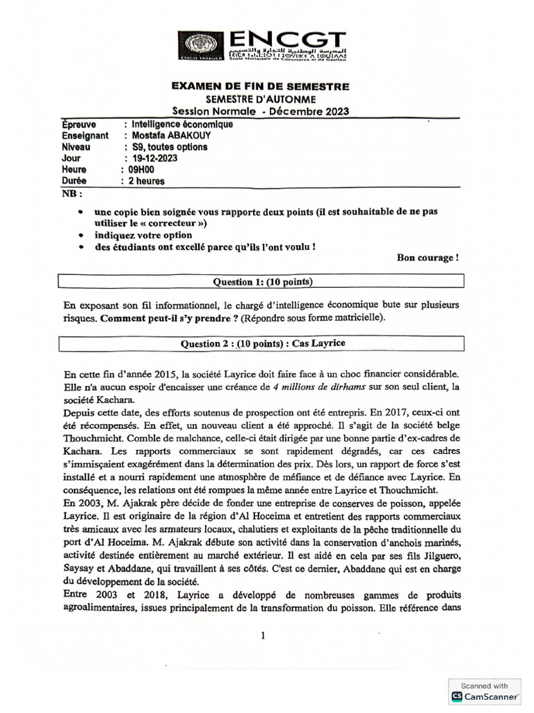Les Exam S9 23-24 | PDF