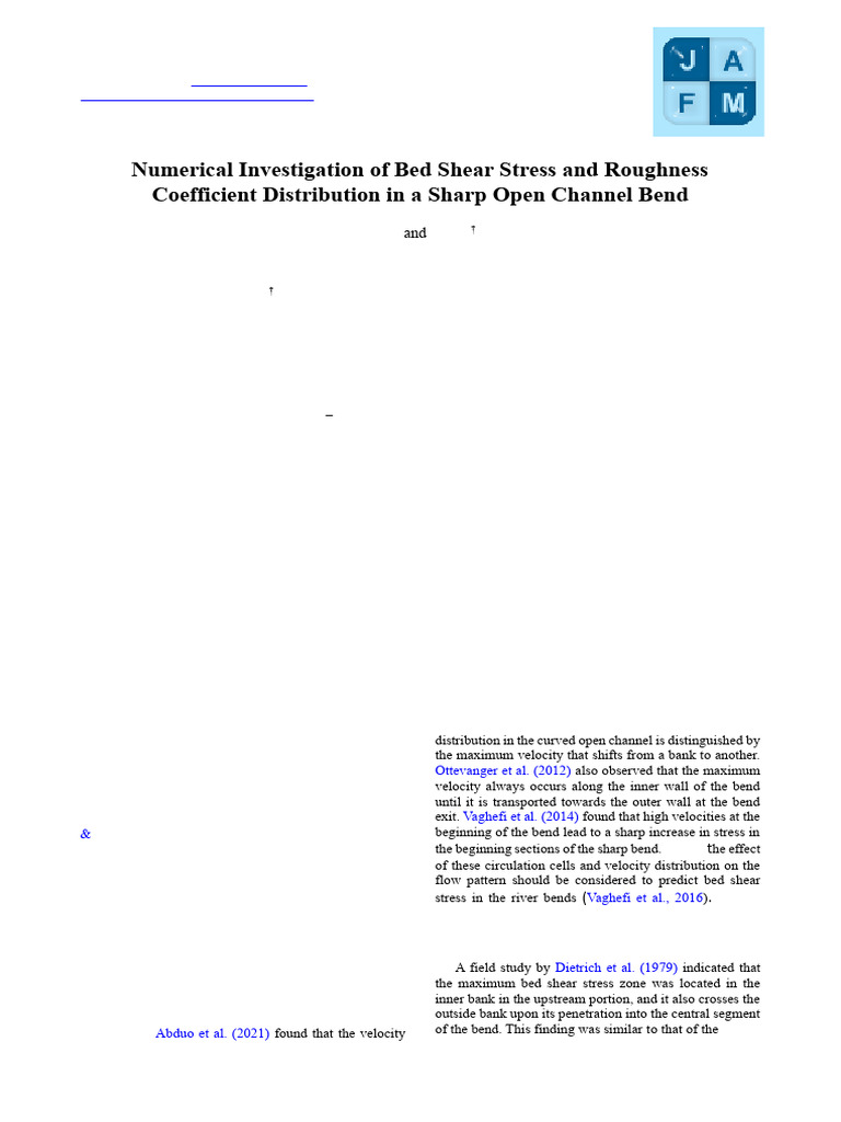 JAFM - Volume 16 - Issue 8 - Pages 1560-1573 | PDF | Stress (Mechanics) | Fluid Dynamics