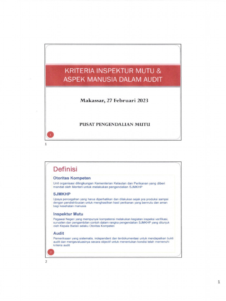 Kriteria Inspektur Mutu - 2023001 | PDF