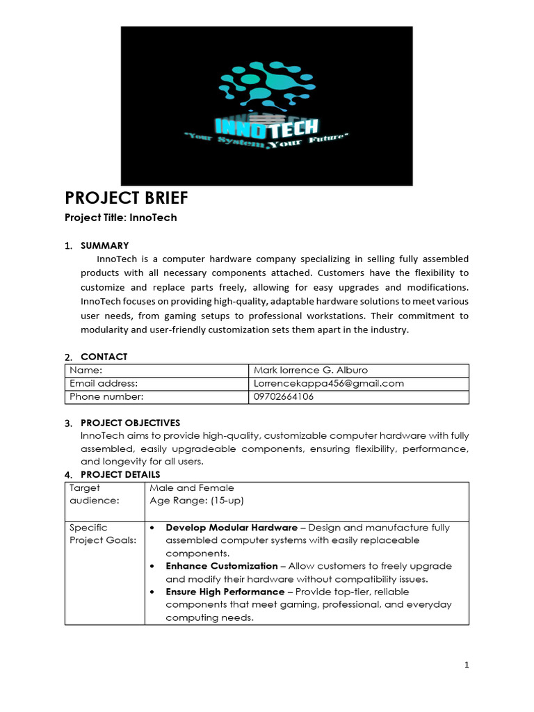 Innotech_project-brief | PDF | Computing | Computer Hardware