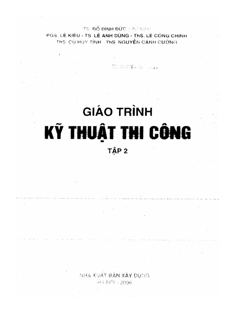 Giao Trinh Ky Thuat Thi Cong Tap 2 - Do Dinh Duc | PDF