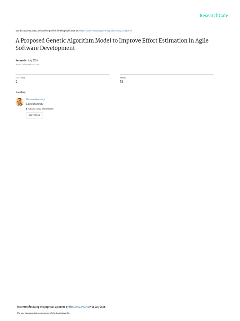 A Proposed Genetic Algorithm Model To Improve Effort Estimation in Agile Software Development ...