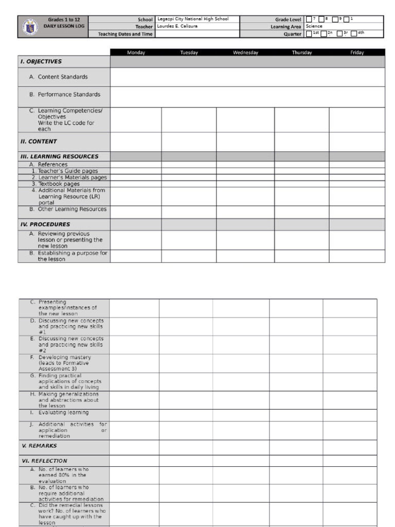 DLL Template | PDF