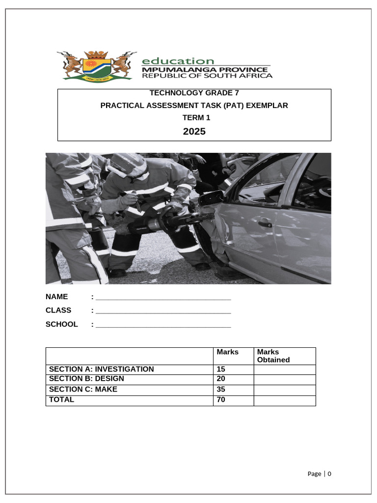 2025 Technology Grade 7 PAT 1 Examplar | PDF | Cognition