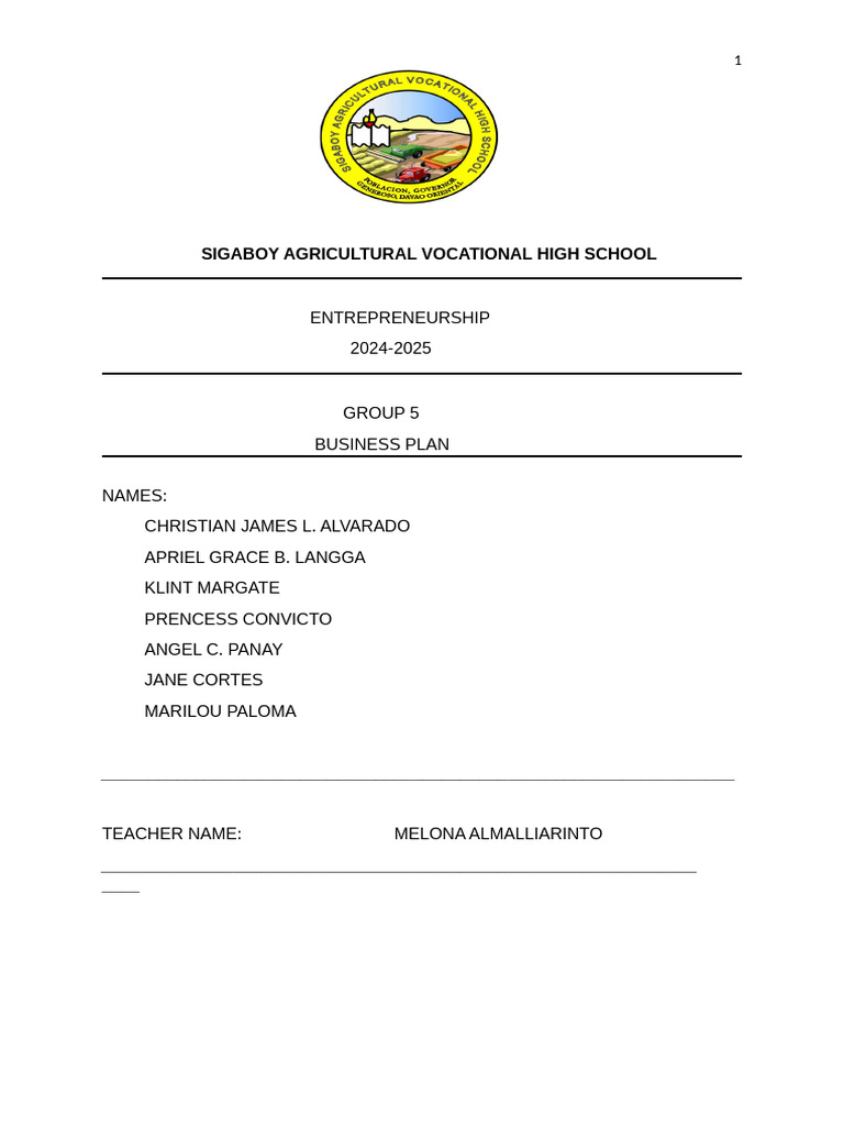 GROUP-5-BUSINESS-PLAN | PDF | Sales | Marketing