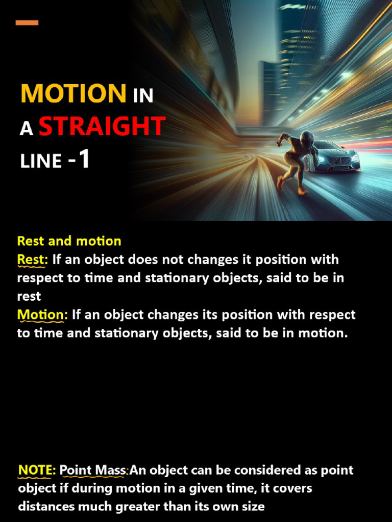 Motion in A Straight Line Part 1 | PDF