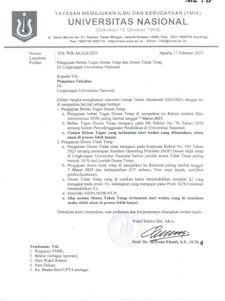 Pengajuan Beban Tugas Dosen 2025 | PDF