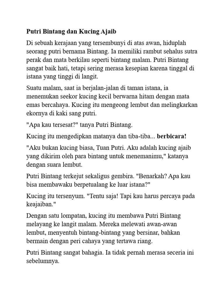 Putri Bintang dan Kucing Ajaib | PDF