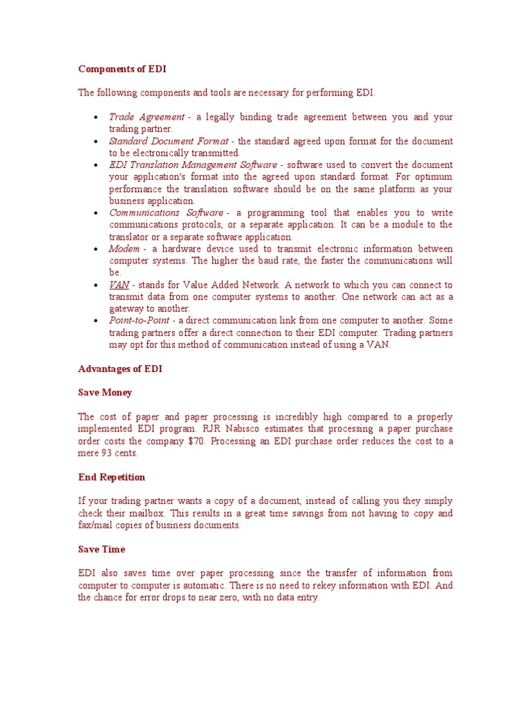 Components of EDI | PDF | Electronic Data Interchange | Websites