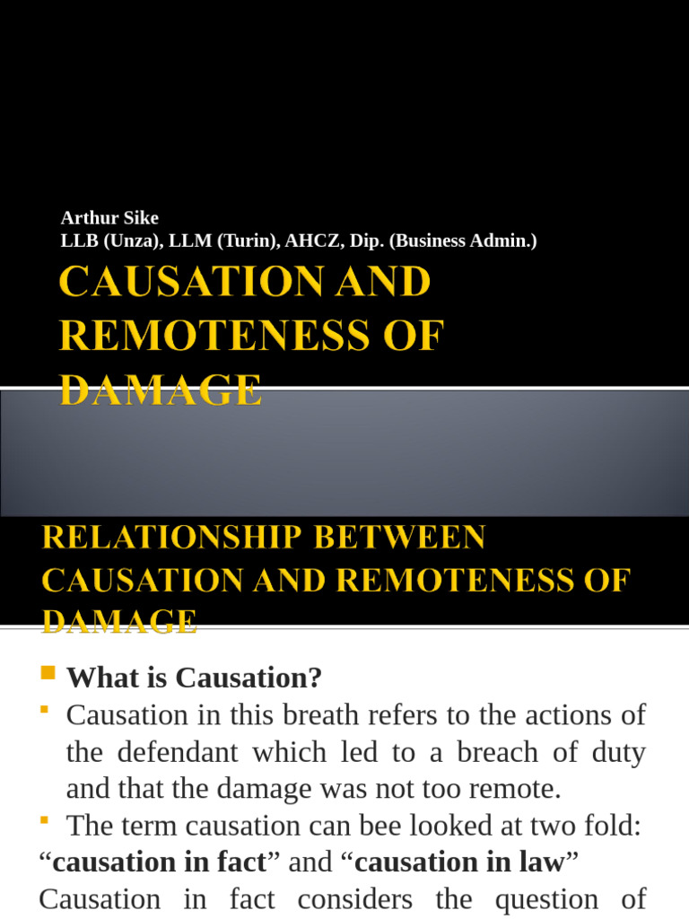 4 Causation and Remoteness of Damage | PDF | Causation (Law) | Negligence