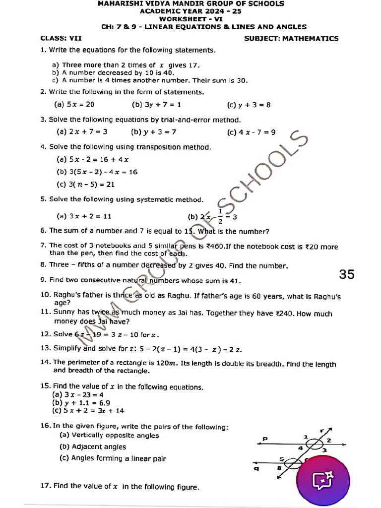 Class 7 Unit Test II WS | PDF