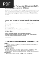 Modèle de Termes de Référence (TdR) | PDF