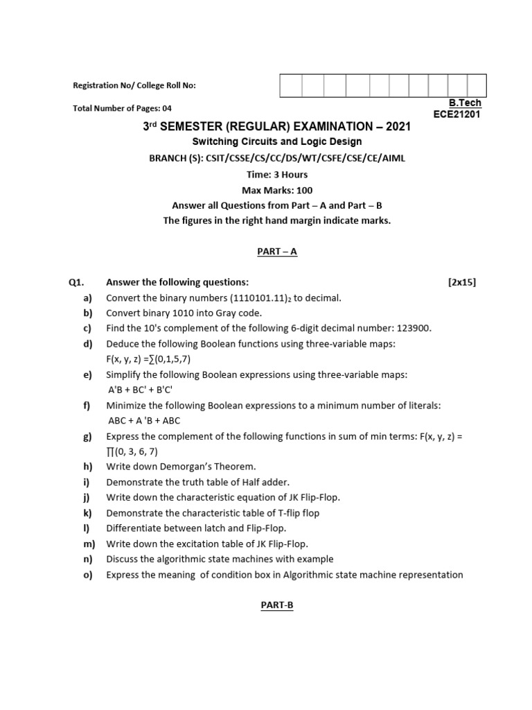 Switching Circuits and Logic Design - Lateral Entry-1 | PDF | Logic ...