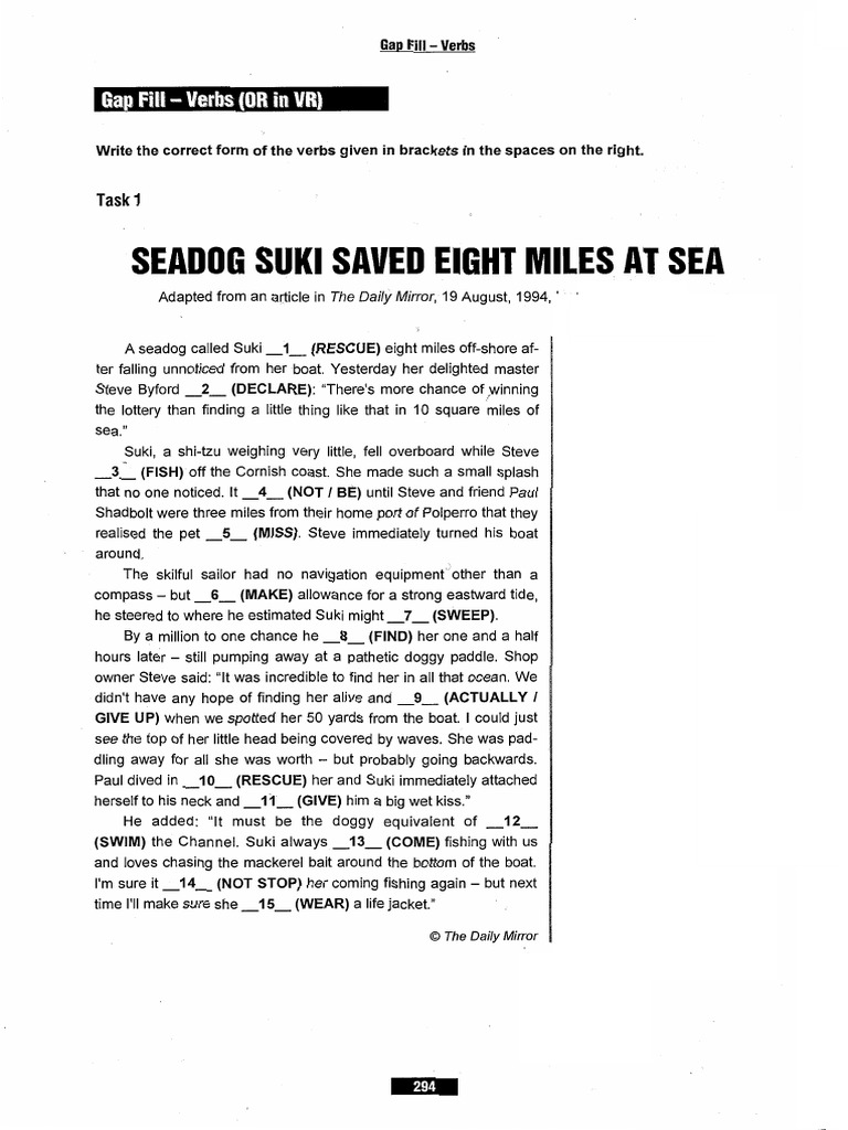 Gap Fill-Verbs | PDF