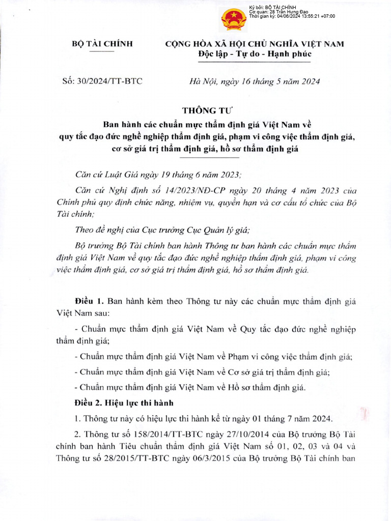 Thong Tu 30 Dao Duc Co So Gia Tri Pham Vi Cong Viec Va Ho So TDG | PDF