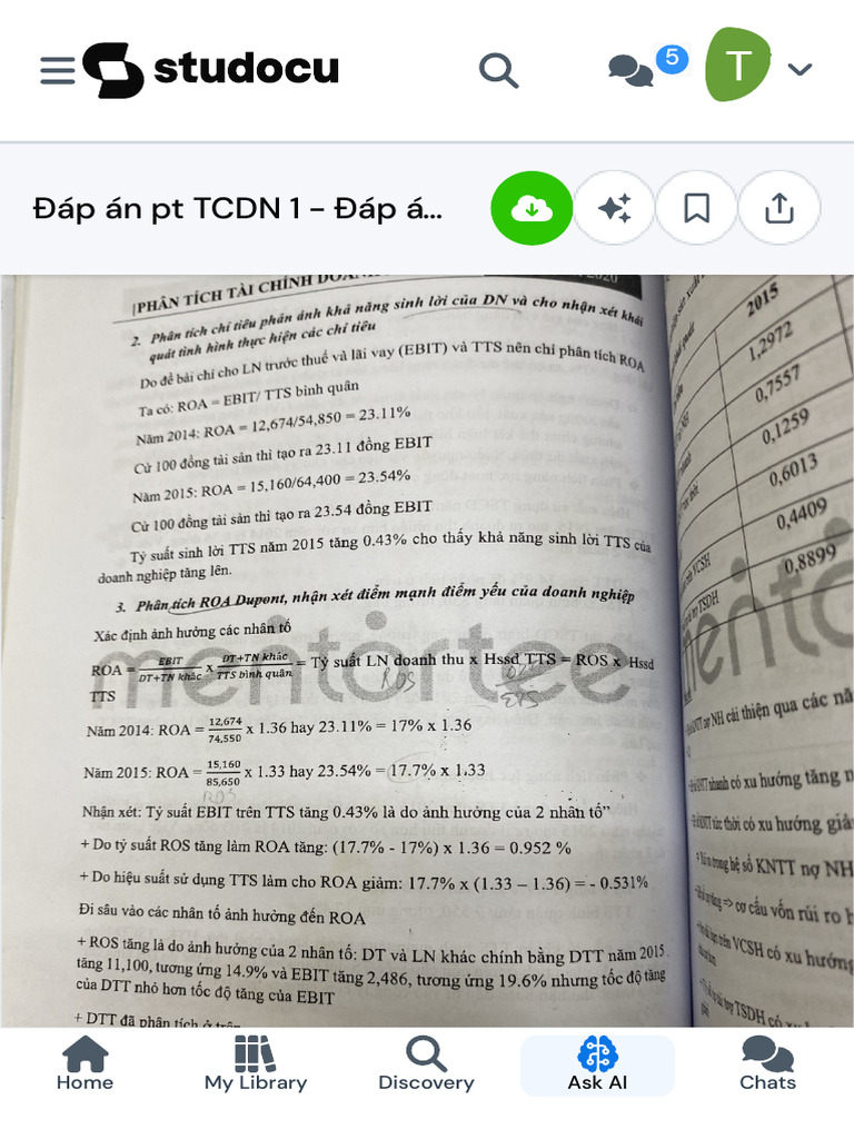 Đáp Án PT TCDN 1 - Đáp Án Giáo Trình PTTCDN1 - Phân Tích TCDN 1 - Studocu 3 | PDF