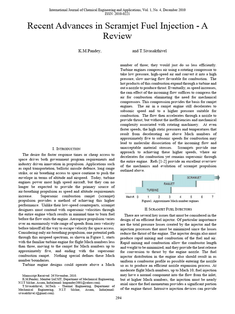 Recent Advances in Scramjet Fuel Injection - A Review | PDF | Shock Wave | Combustion