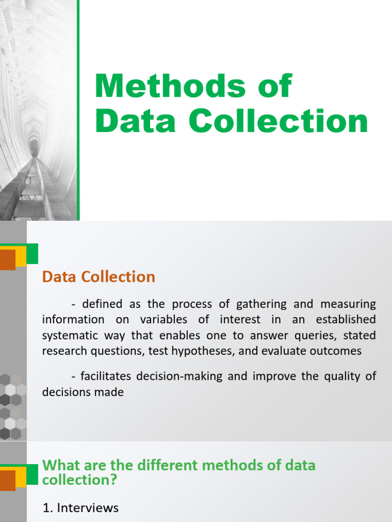 Lesson 4.1.1 Data Collection Methods | PDF | Experiment | Interview