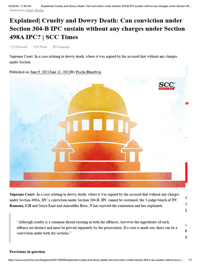 Explained - Cruelty and Dowry Death - Can Conviction Under Section 304 ...