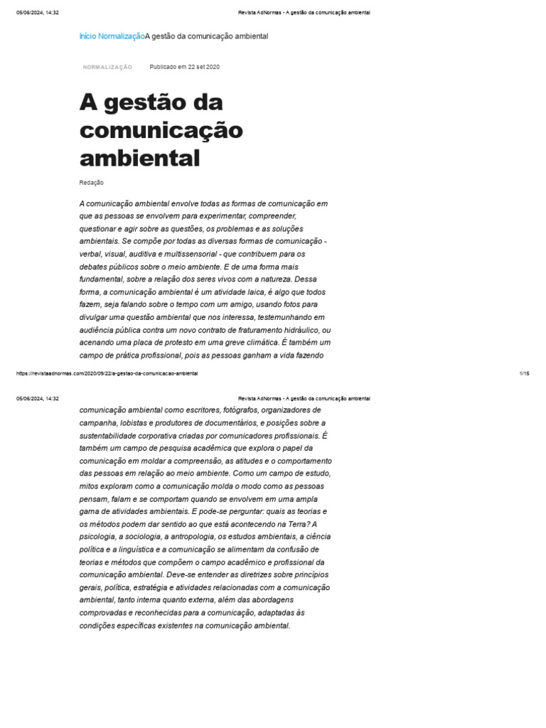 Revista AdNormas - A Gestão Da Comunicação Ambiental | PDF ...