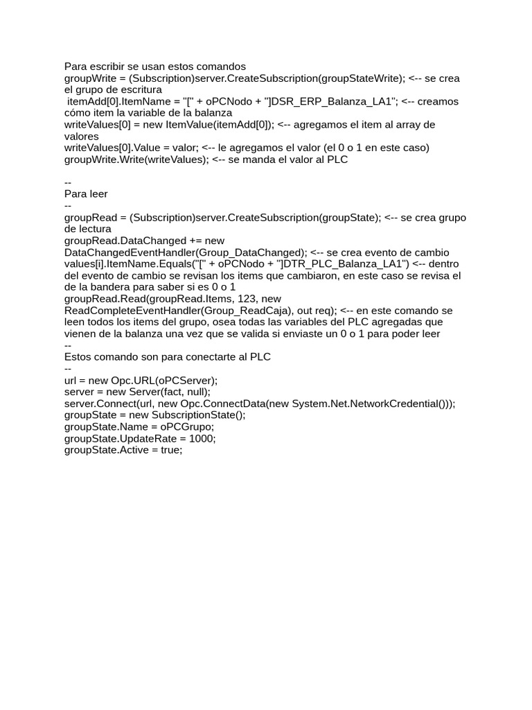 Comandos para Conectar y Leer PLC | PDF