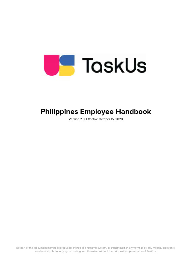 Philippines Employee Handbook 2.0 | PDF