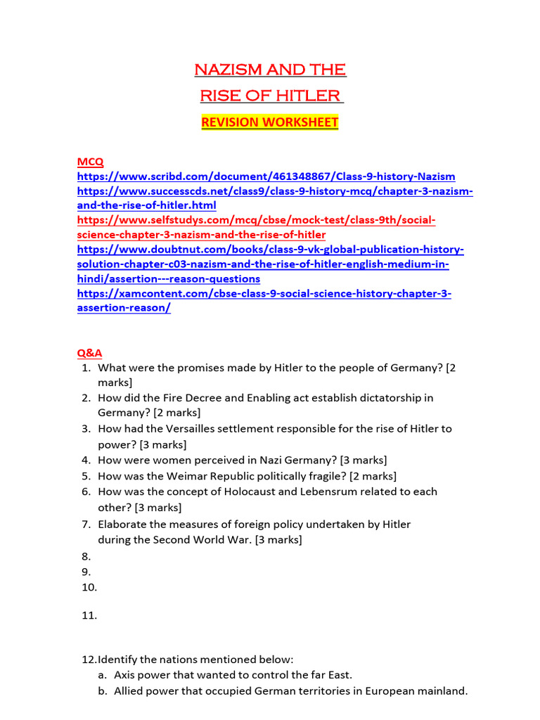 Nazism and Rise of Hitler | PDF