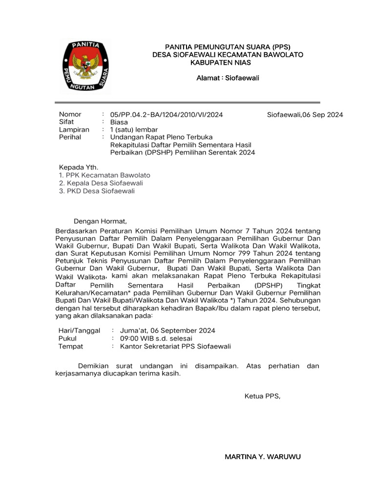 06 Draft Undangan DPSHP PPS_PPK (2) | PDF