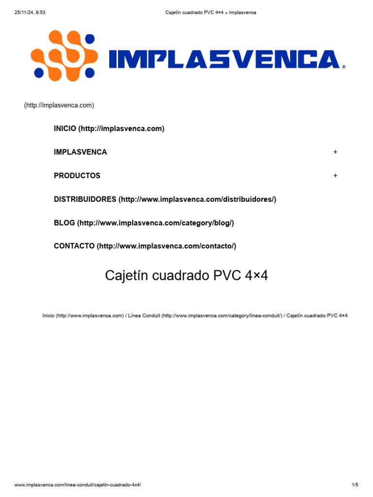 Cajetín Cuadrado PVC 4×4 Implasvenca | PDF | Red social | Red mundial