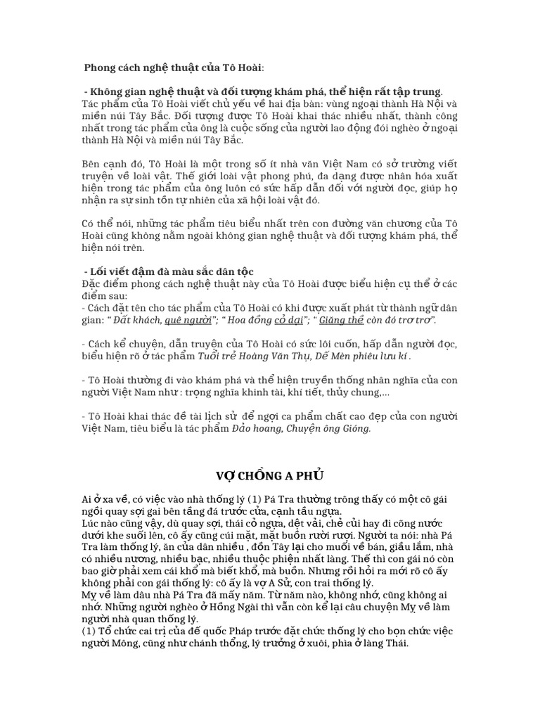 V CH NG A PH Và Nhà Văn Tô Hoài | PDF