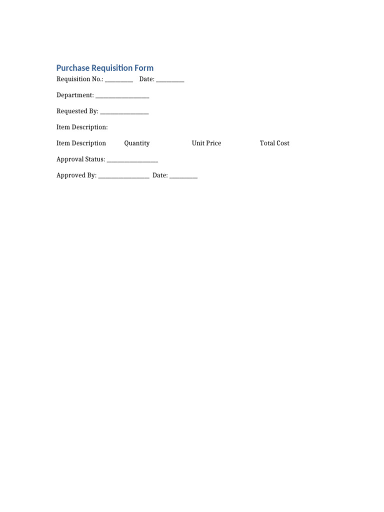 Purchase Requisition Form | PDF