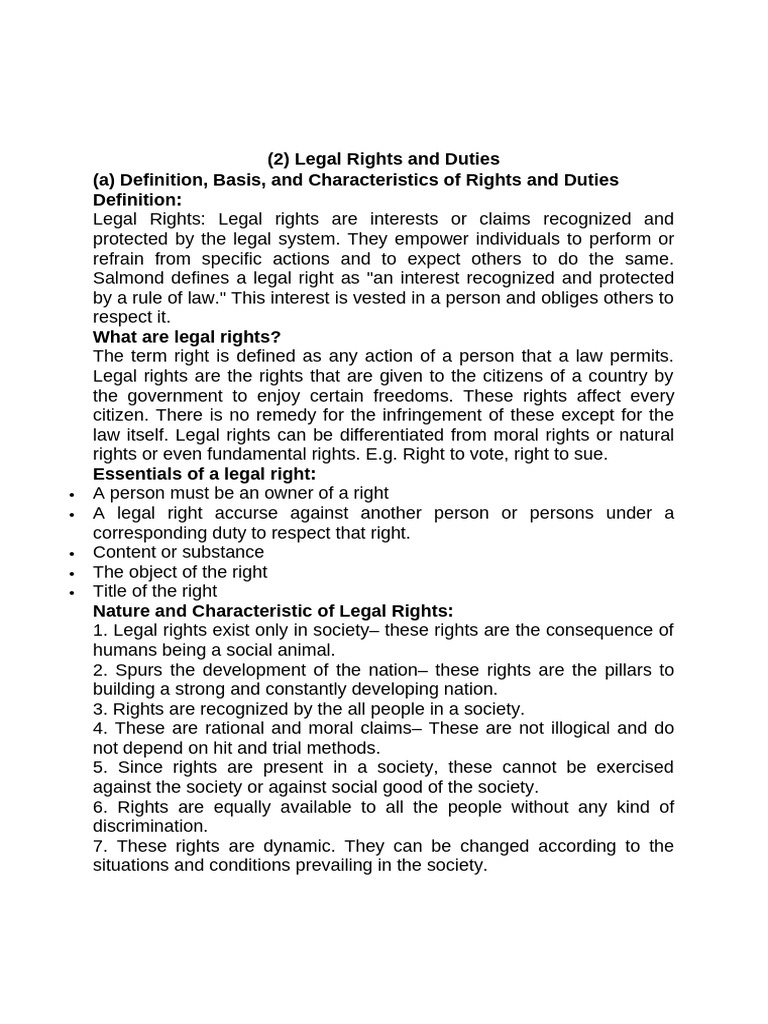 Legal Rights and Duties | PDF | Rights | Property