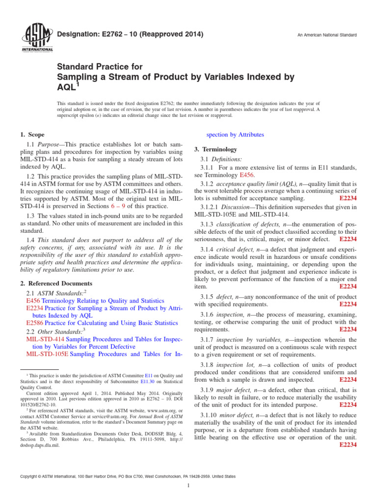 E2762-10 (Reapproved 2014) | PDF | Variance | Standard Deviation
