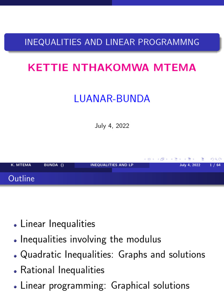 Inequalities and Linear Programming Guide | PDF | Linear Programming | Inequality (Mathematics)