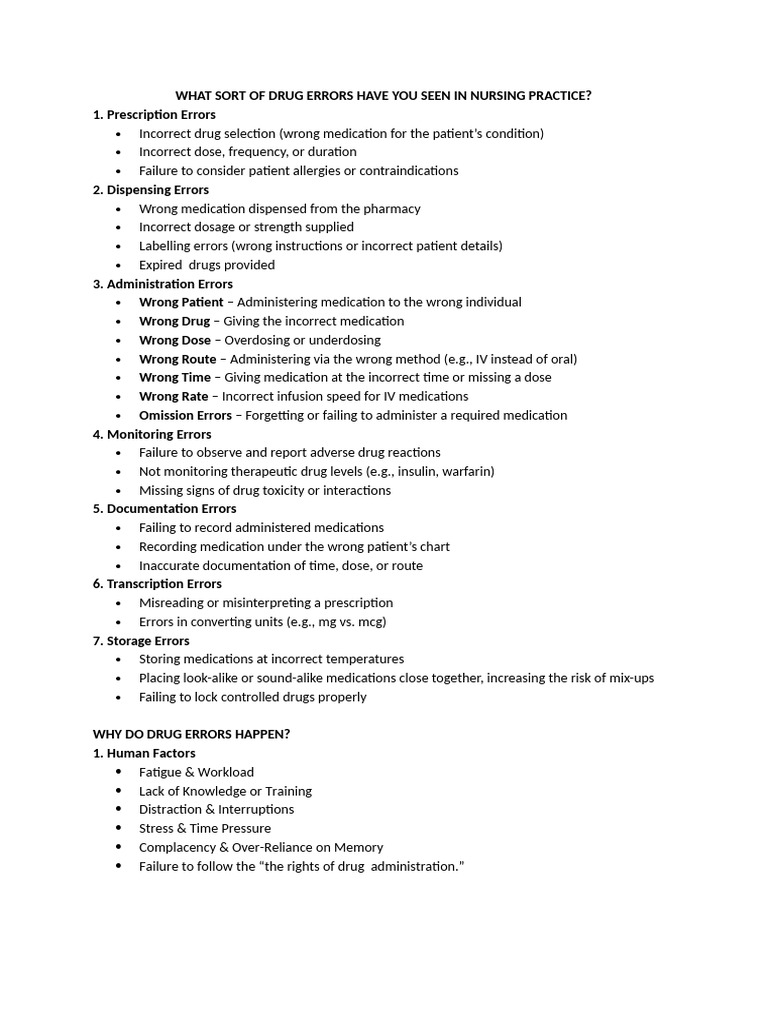 Drug Errors in Nursing Practice | PDF | Chemistry | Dose (Biochemistry)