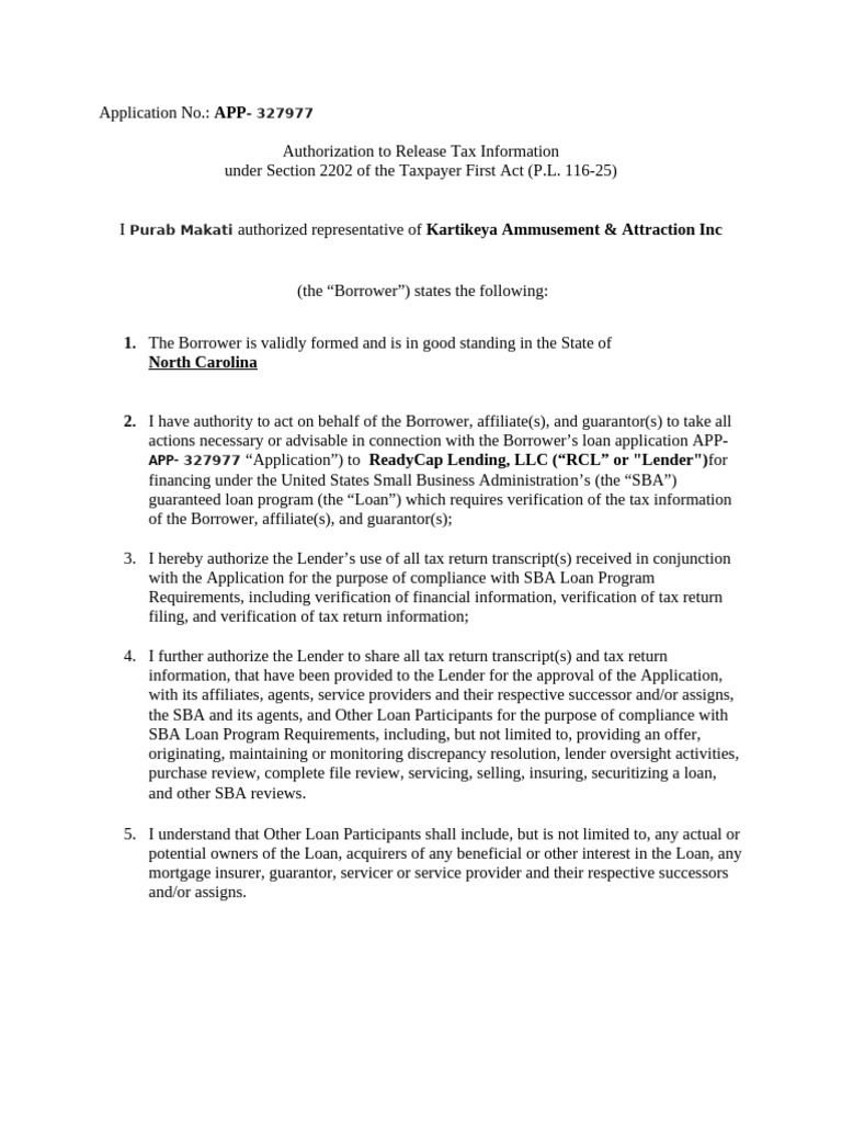 Authorization To Release Tax Information (Borrowe) Creative Colors ...