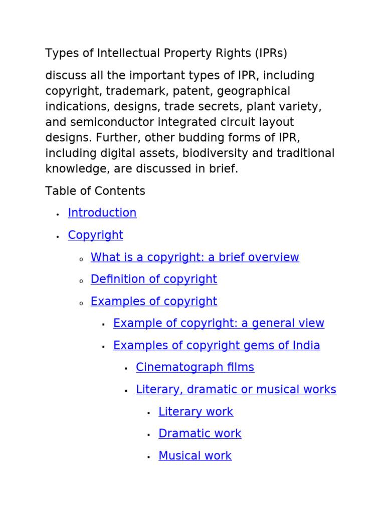 Overview of Intellectual Property Rights | PDF | Trademark | Copyright