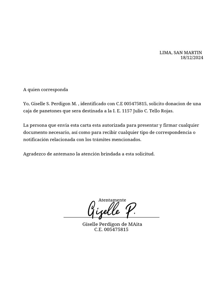 Documento A4 Carta Poder Formal Blanco y Gris | PDF