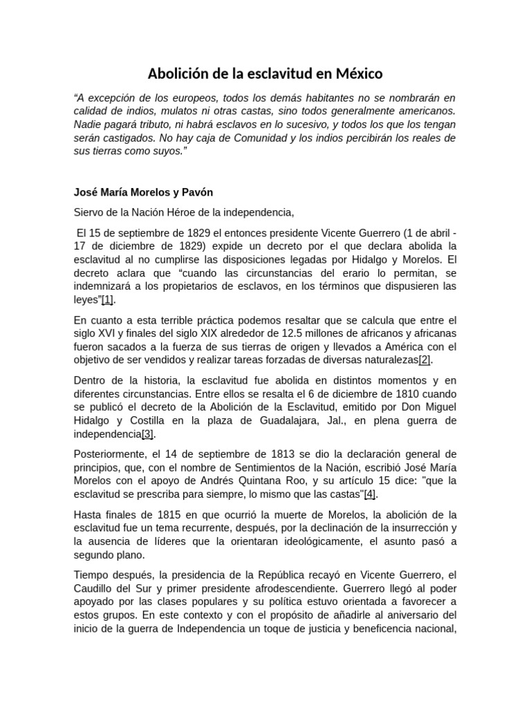 Abolición de la esclavitud en México | PDF | Esclavitud | Abolicionismo