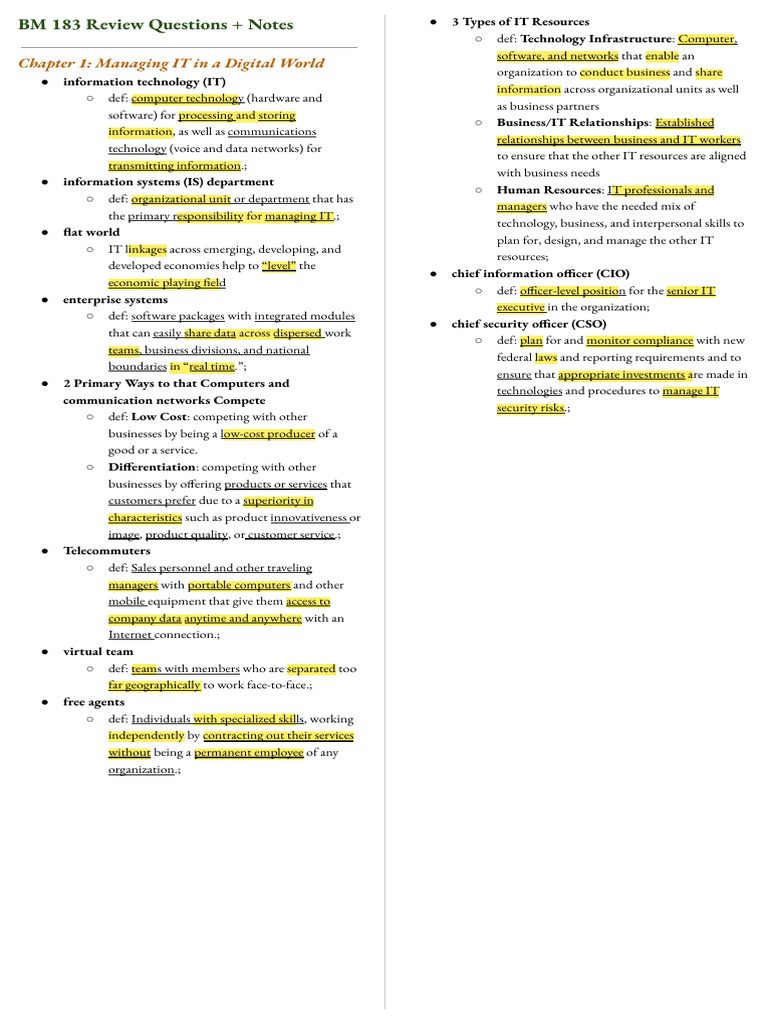 1 BM 183 Midterm Reviewer | PDF | Computer Network | Computer Data Storage