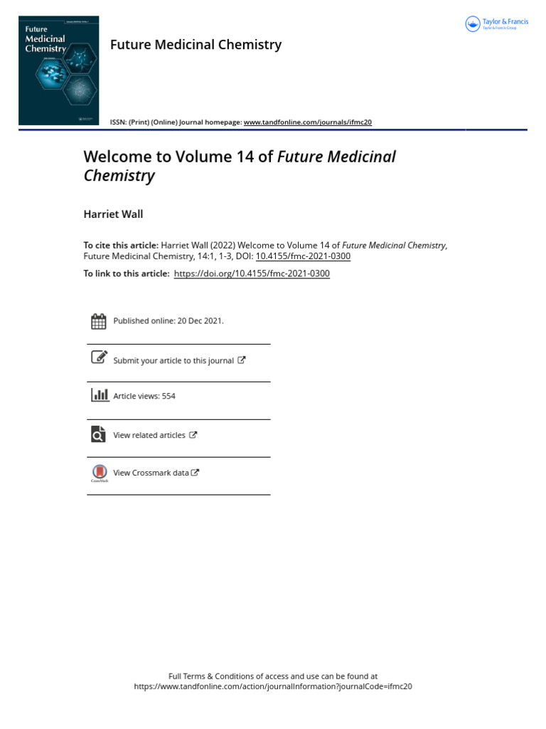 Welcome To Volume 14 of Future Medicinal Chemistry by Unknown | PDF ...