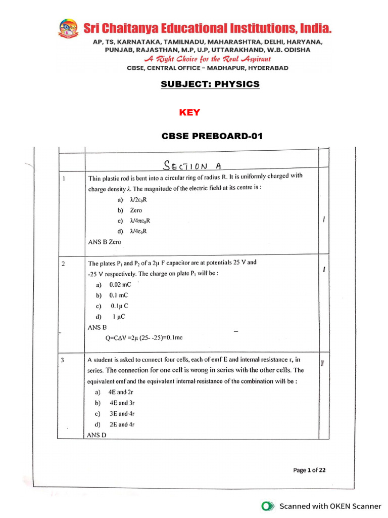 21.12.2024 - Class-Xii - Cbse Preboard-01 - Physics Key | PDF