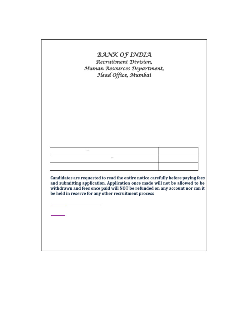 Notification Bank of India PO Posts | PDF