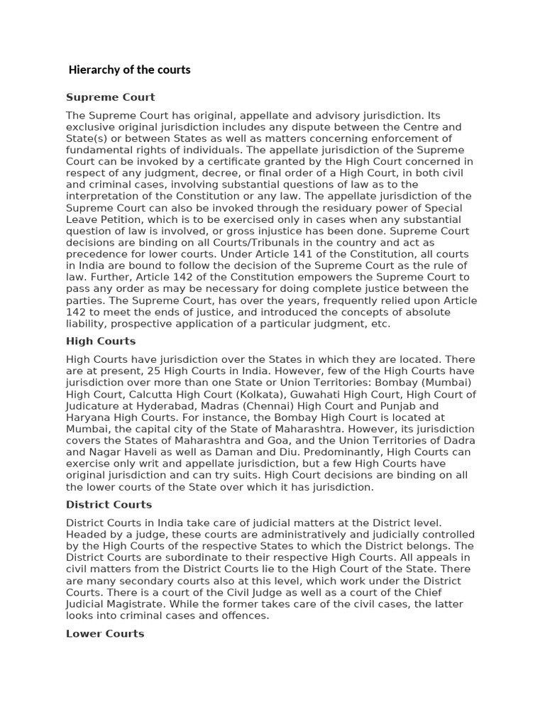 Hierarchy of the courts | PDF | Alternative Dispute Resolution ...