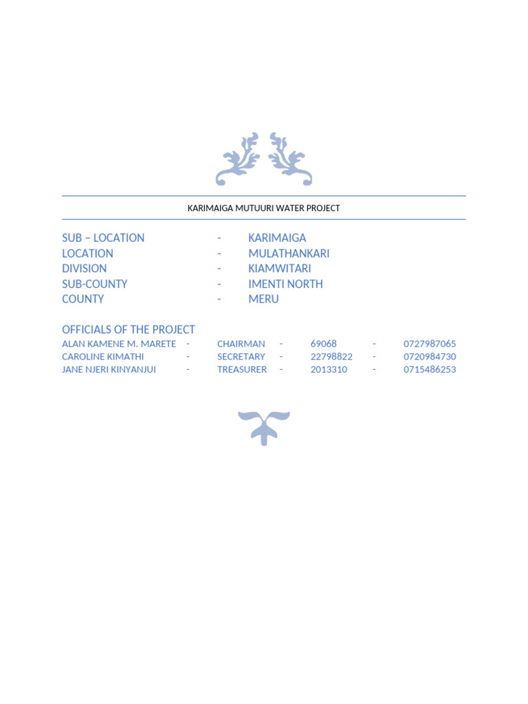 Karimaiga Mutuuri Water Project Proposal | PDF