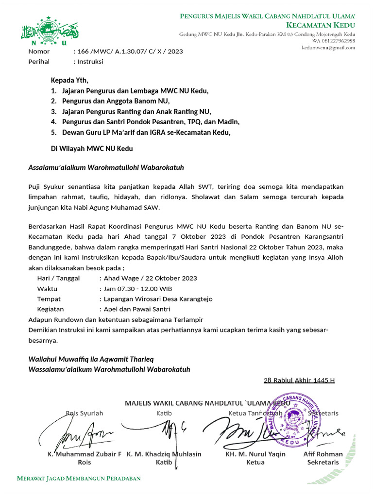 166 Surat Intruksi HSN 2023 | PDF
